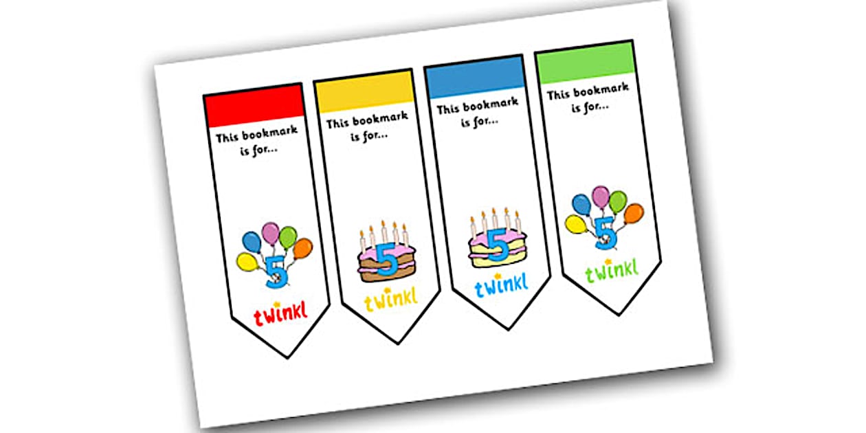 👉 Editable Birthday Bookmarks (Age 5)