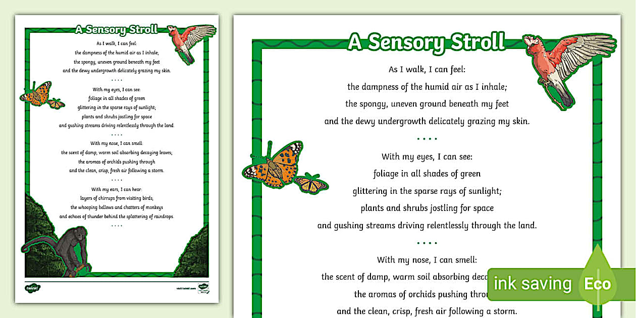 A Sensory Stroll Poem Print-Out (teacher made) - Twinkl