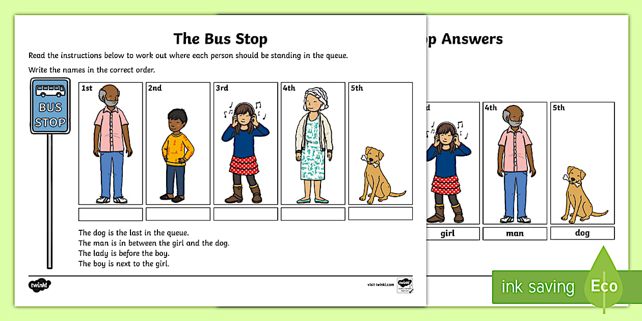 KS1 The Bus Stop Worksheet / Worksheet - Twinkl