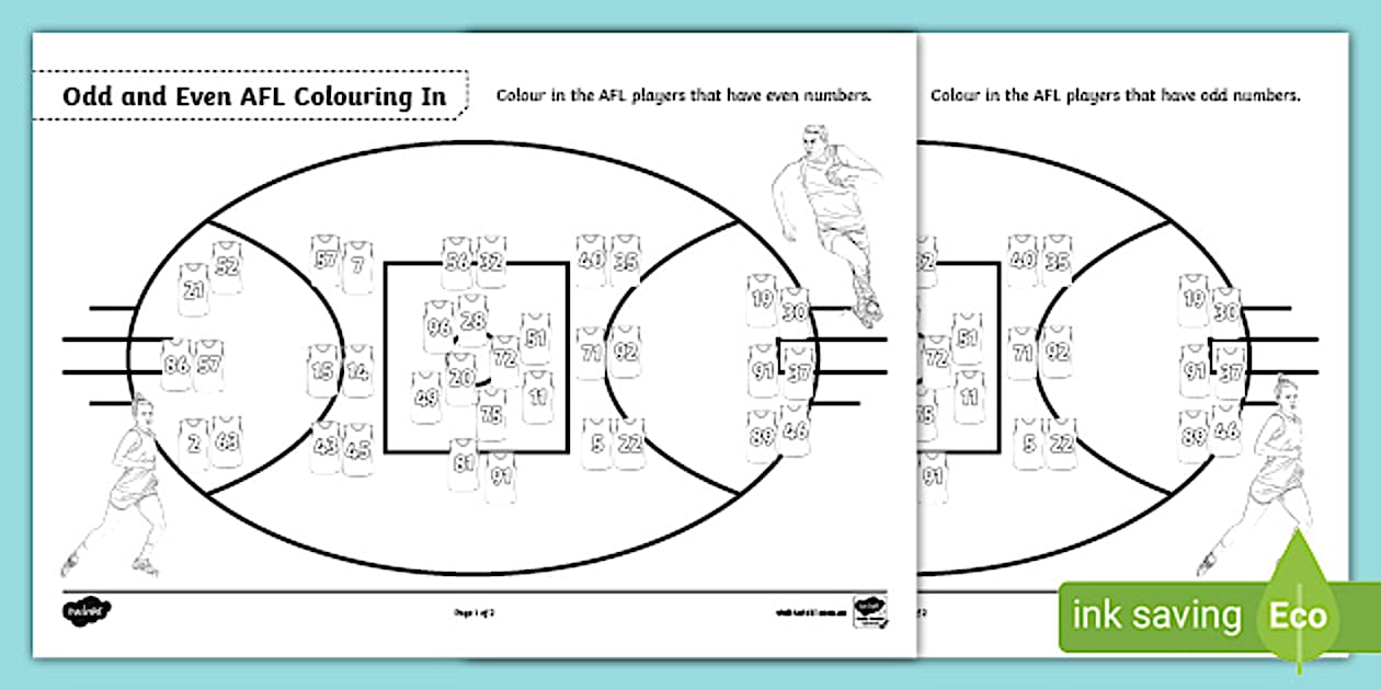 Odd and Even AFL Colouring in (Teacher-Made) - Twinkl
