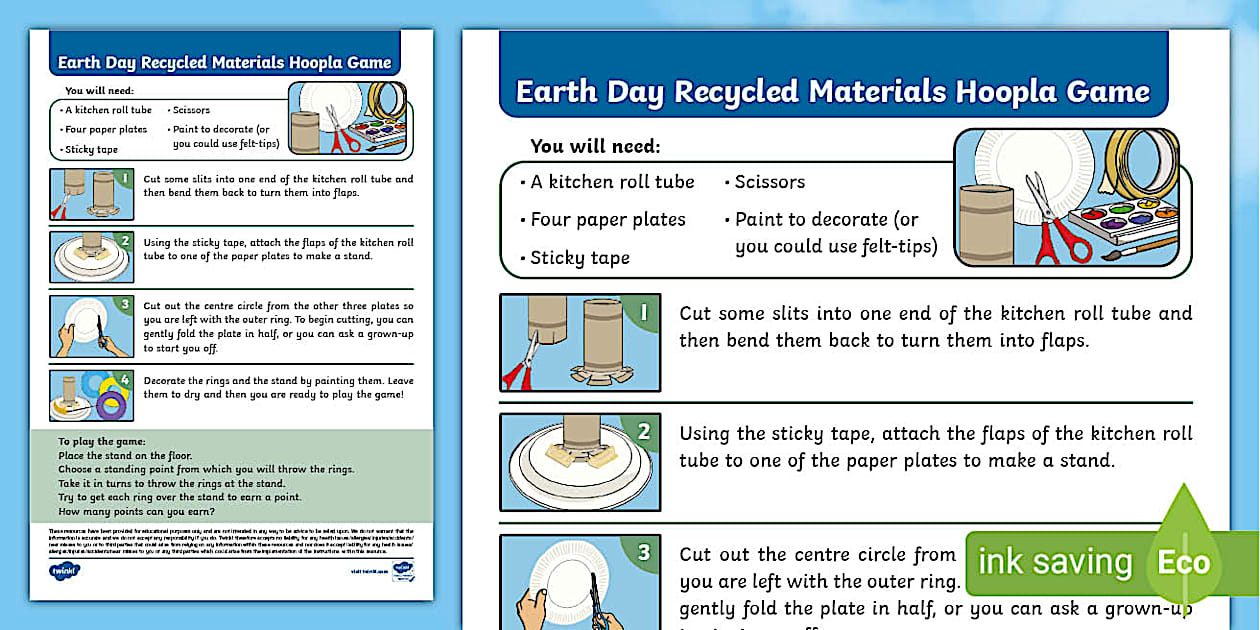 Earth Day Recycled Materials Hoopla Game - Twinkl
