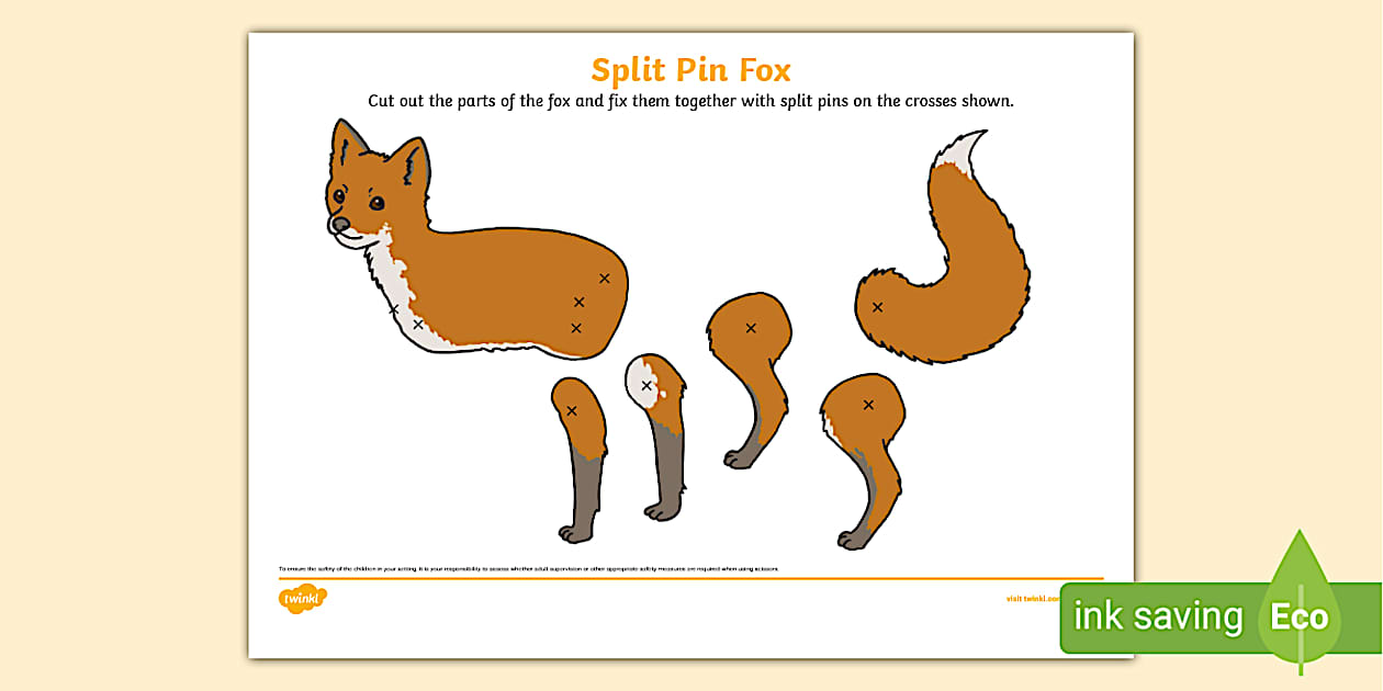 Fox Split Pin Activity - Animals - Autumn - KS1 - Twinkl