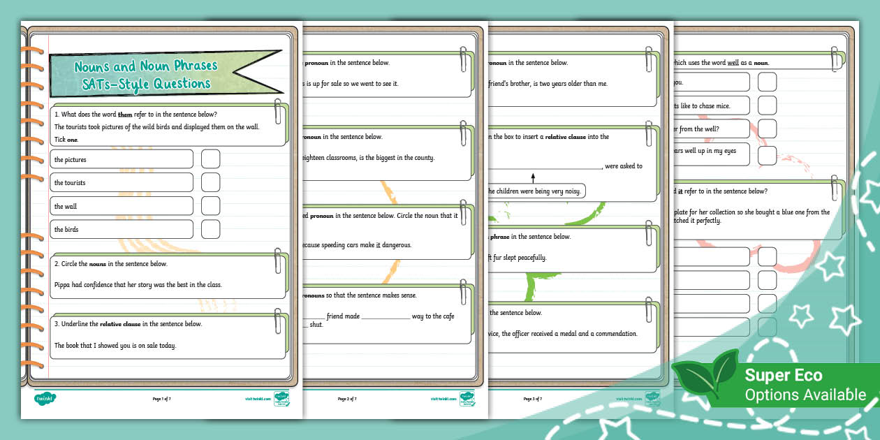 Nouns and Noun Phrases SATs-Style Questions (Ages 10 - 11)