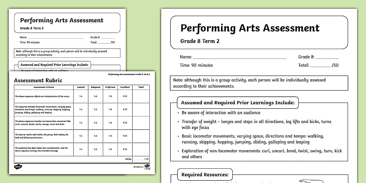 Grade 8 Performing Arts Assessment Term 2