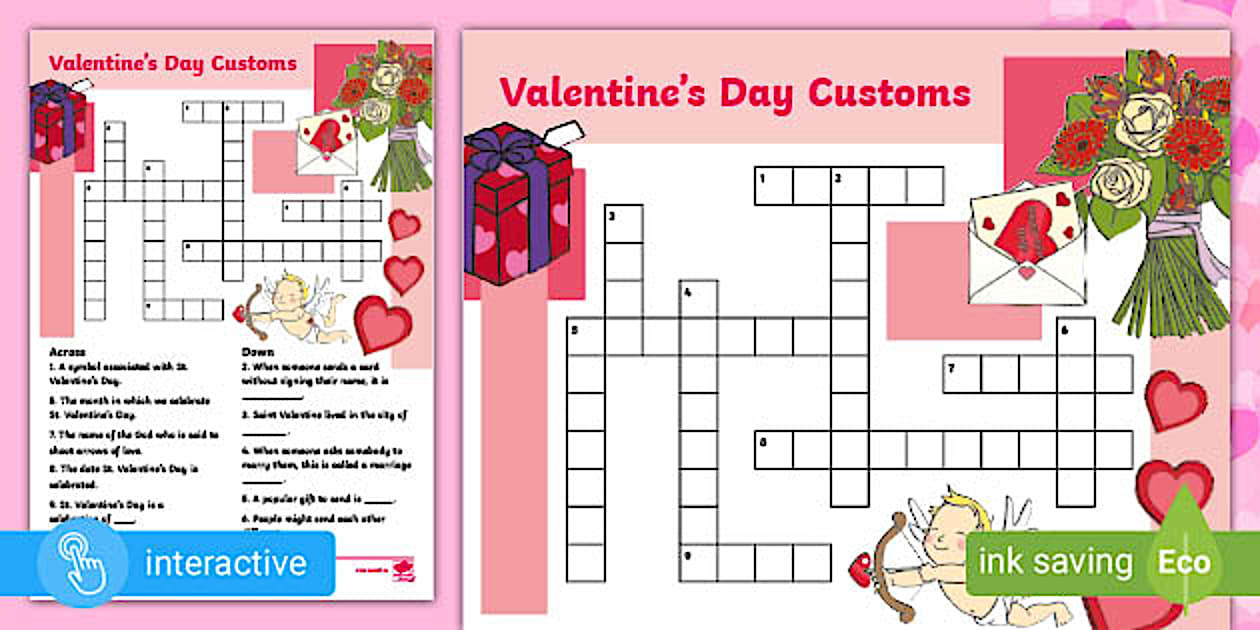 Saint Valentine's Day Customs Interactive Crossword