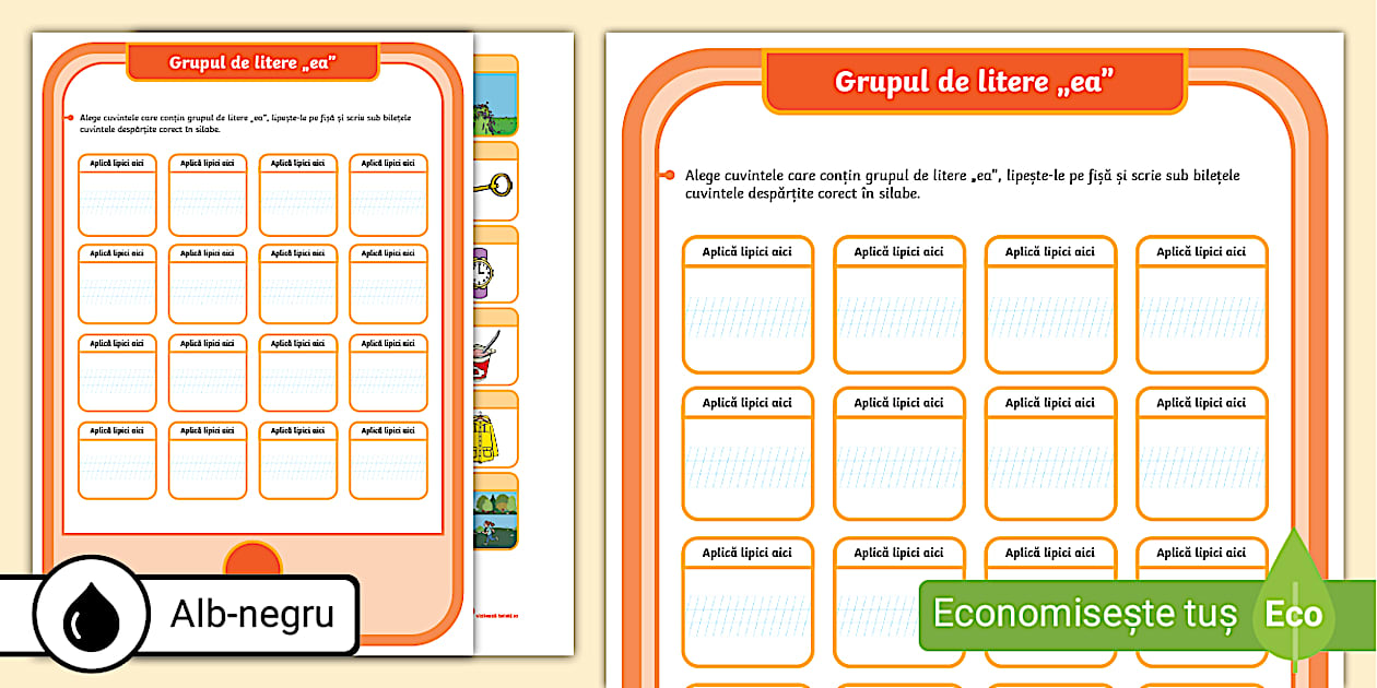 Diftongul - Planșă interactivă cu cuvinte cu „ea” | Twinkl