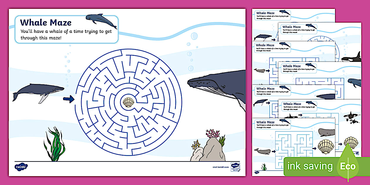 Whale Maze Activity Worksheets | Twinkl Resources | Skills