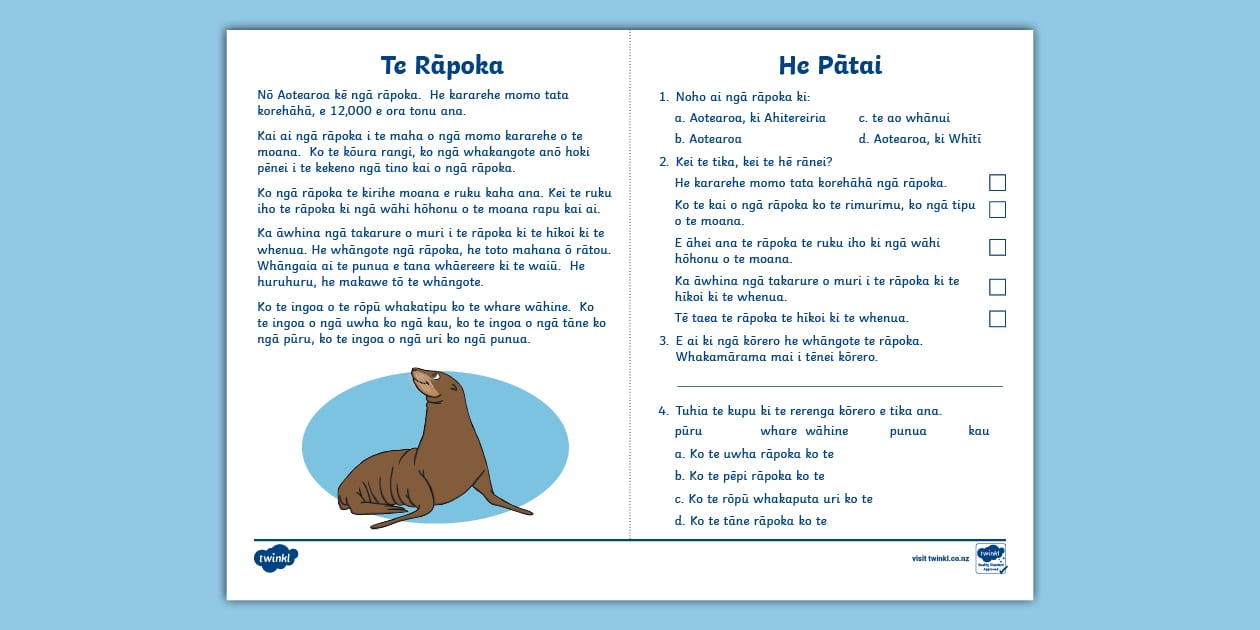 Ngā Whāngote Ika I Aotearoa Te Rāpoka Teacher Made