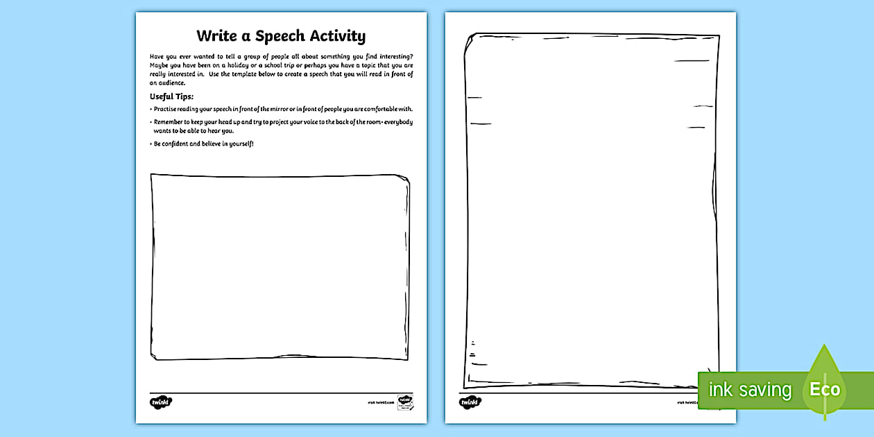 Write a Speech Activity - Speech Template- KS2 - Twinkl