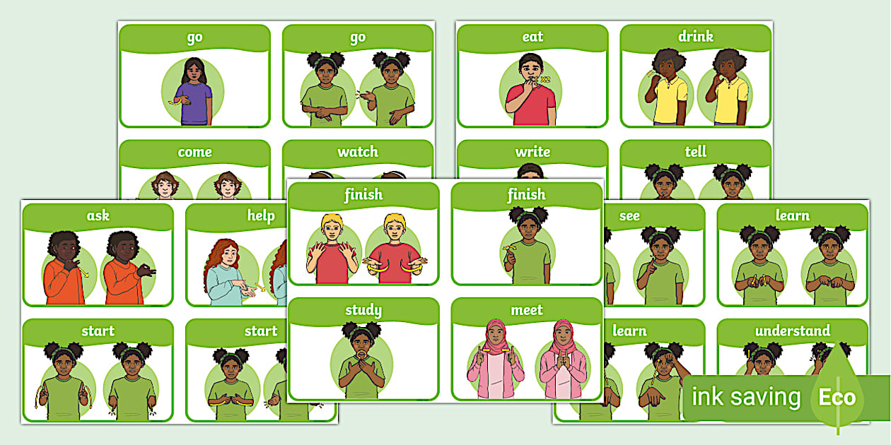 Auslan Verbs Word Cards (teacher made) - Twinkl