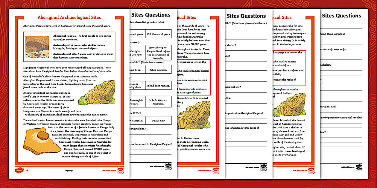 Aboriginal Archaeological Sites Reading Comprehension