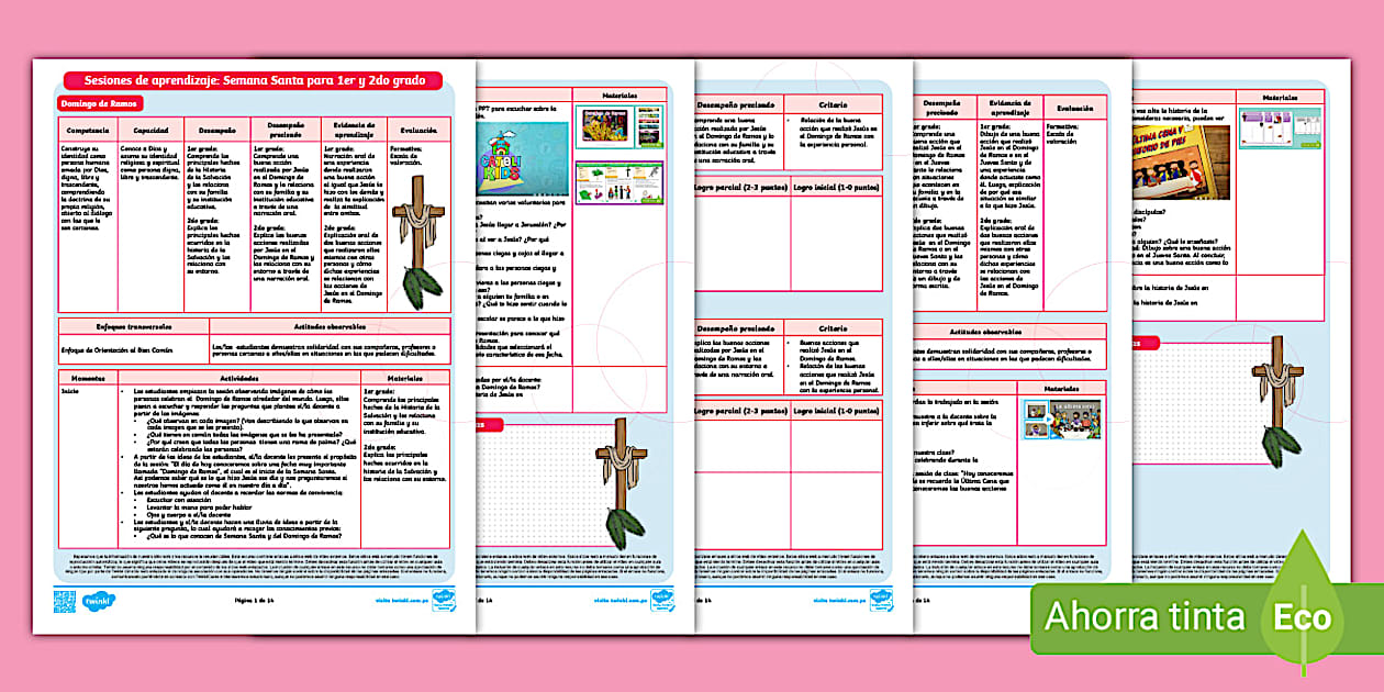 Sesiones de aprendizaje: Semana Santa para 1er y 2do grado