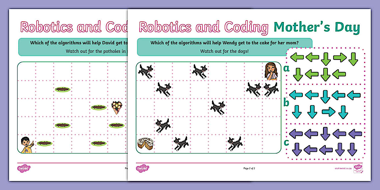 Robotics and Coding Algorithm Mother's Day Flowers - Twinkl