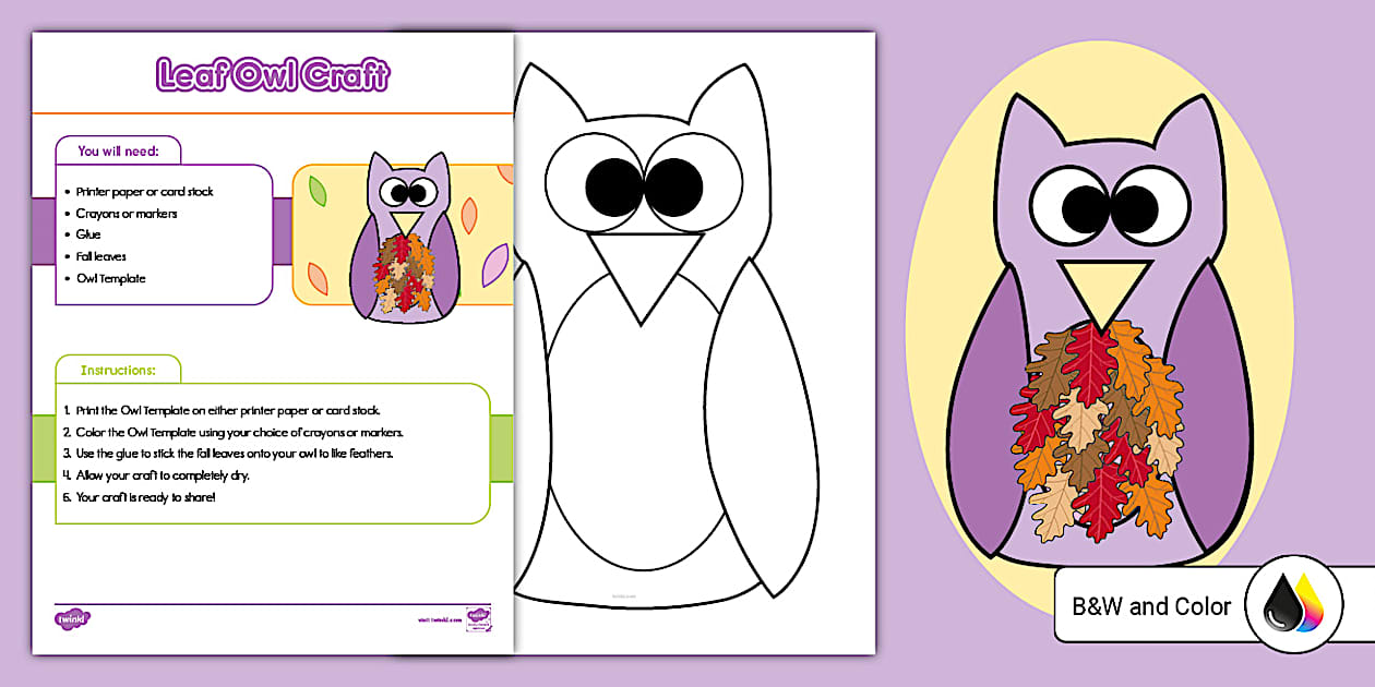 Leaf Owl Craft (Teacher-Made) - Twinkl