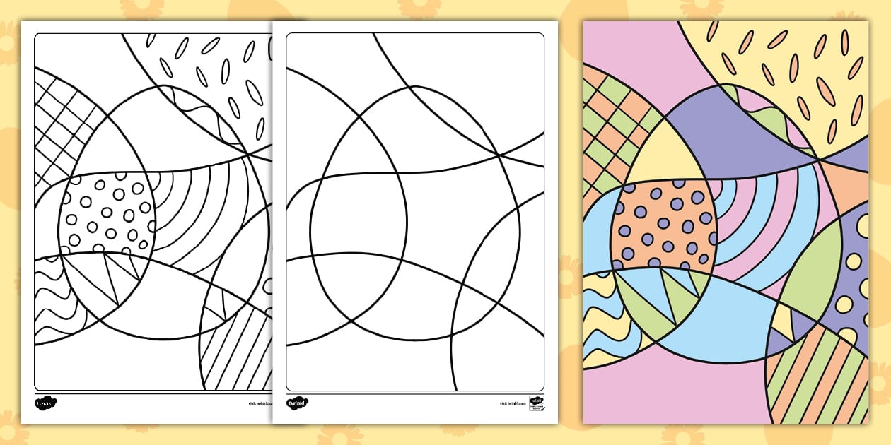 Easter Egg Pop Art Colouring Page (teacher made) - Twinkl