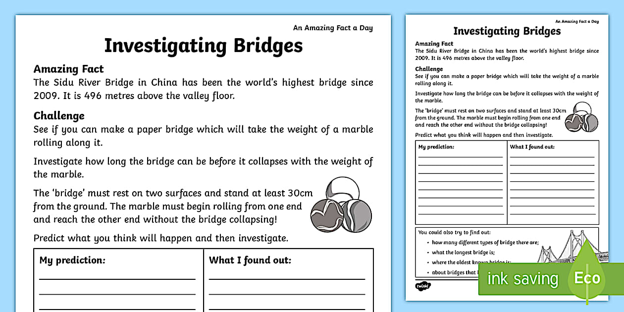 Investigating Bridges Worksheet / Worksheet - Twinkl