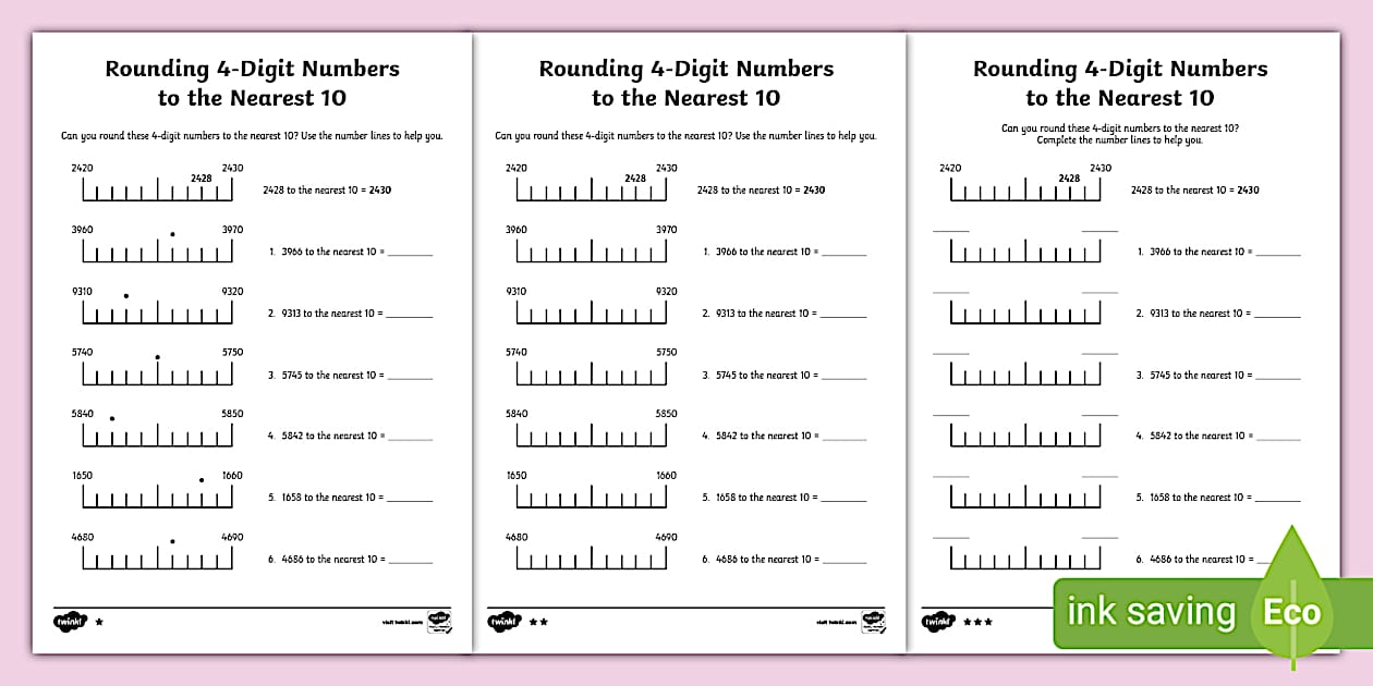 👉 Rounding 4-Digit Numbers to the Nearest 10 Differentiated Activity Sheets