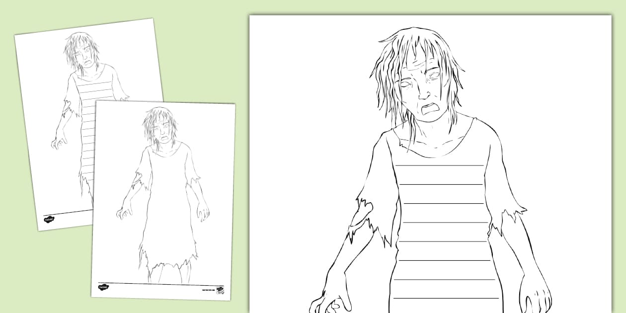 Zombie Writing Template (Hecho por educadores) - Twinkl