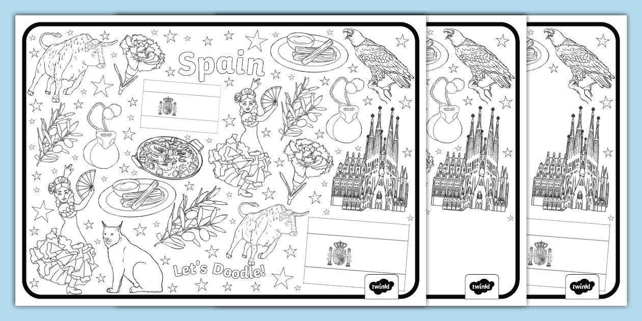 Spanish Doodle Colouring Pages (teacher made) - Twinkl