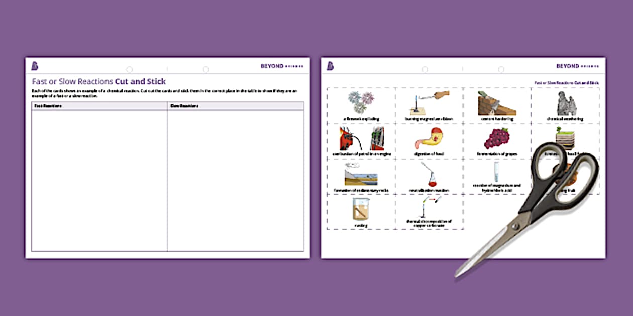 Fast or Slow Reactions Cut and Stick | KS3 Chemistry