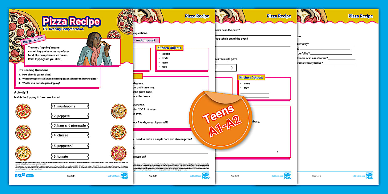 Twinkl Pizza Recipe Activity Sheet (teacher made) - Twinkl