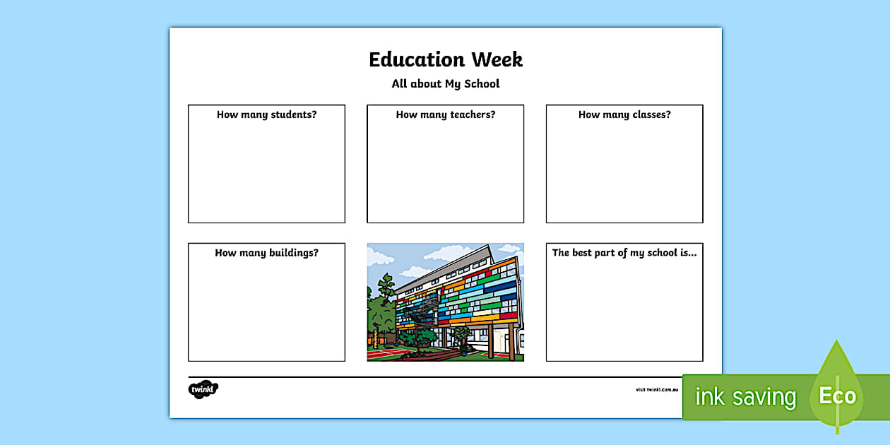 NSW Education Week All about My School Worksheet - Twinkl