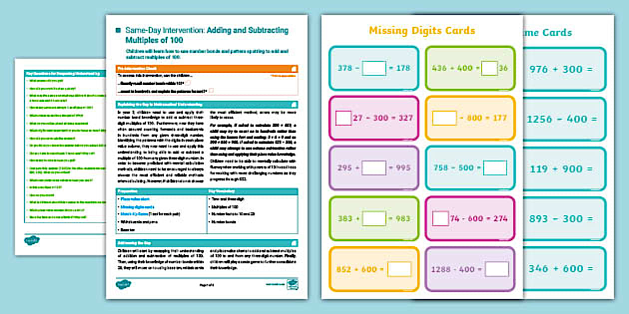 👉 Year 3 Maths Same-Day Intervention: Adding and Subtracting Multiples ...