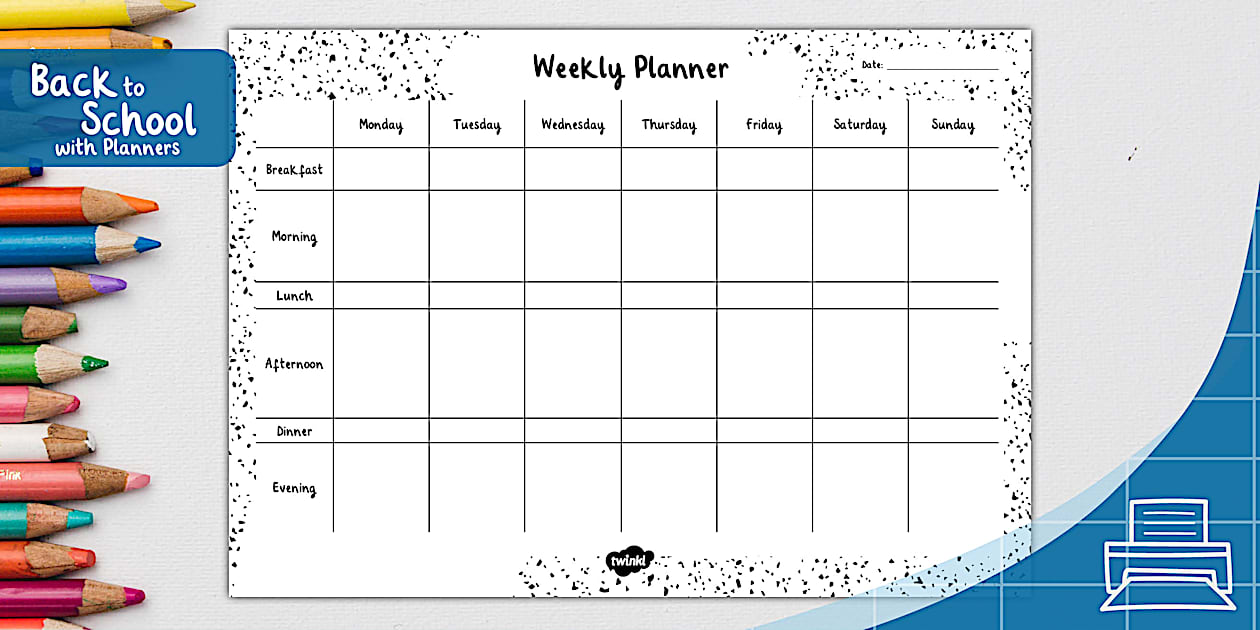 Weekly Schedule | Back to School | Speckled Theme - Twinkl
