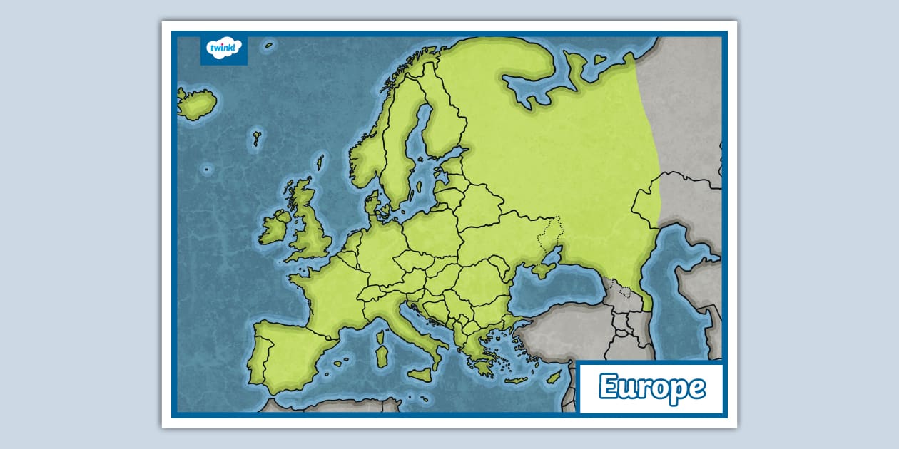 KS2 Blank Europe Map Display Poster (teacher made) - Twinkl