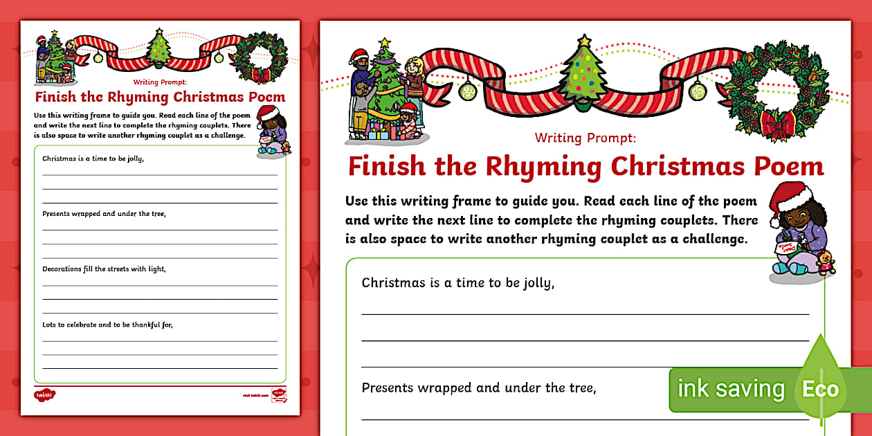 Writing Prompt: Finish the Rhyming Christmas Poem - Twinkl