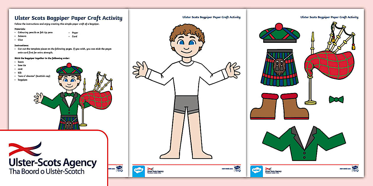 Ulster Scots Bagpiper Paper Craft Activity | Music & Culture