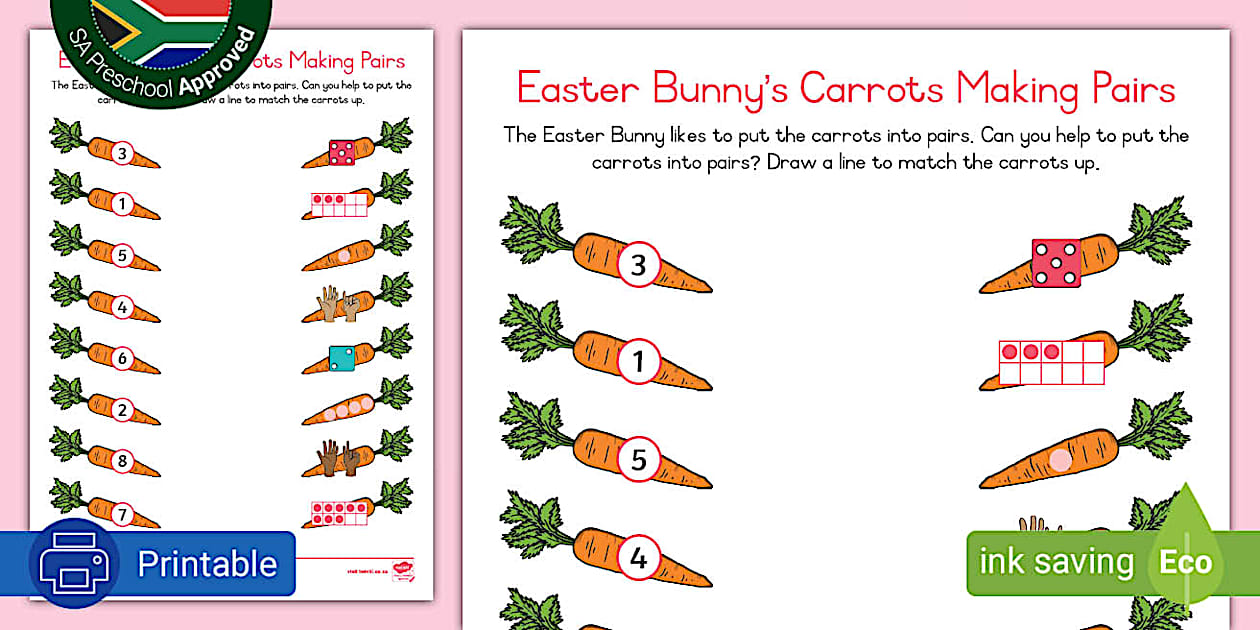 Easter Bunny's Carrots Making Pairs (Teacher-Made) - Twinkl