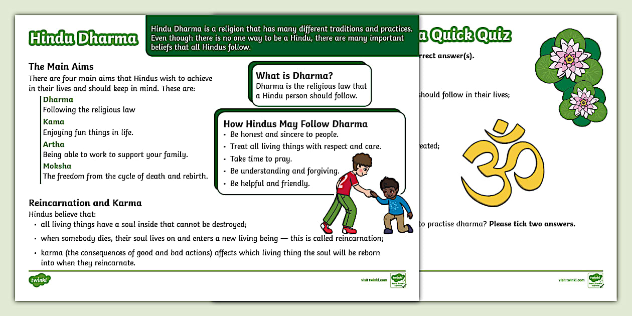 KS1 Hindu Dharma Fact File and Quick Quiz (Teacher-Made)