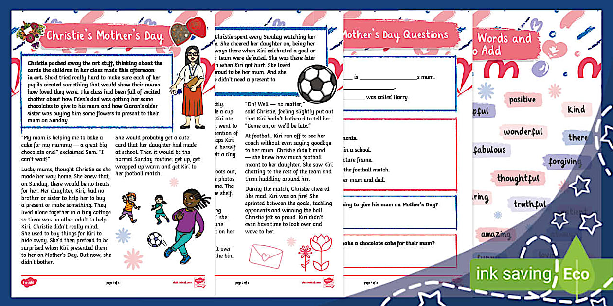 Mother's Day Reading Comprehension and Activity (5 - 7)