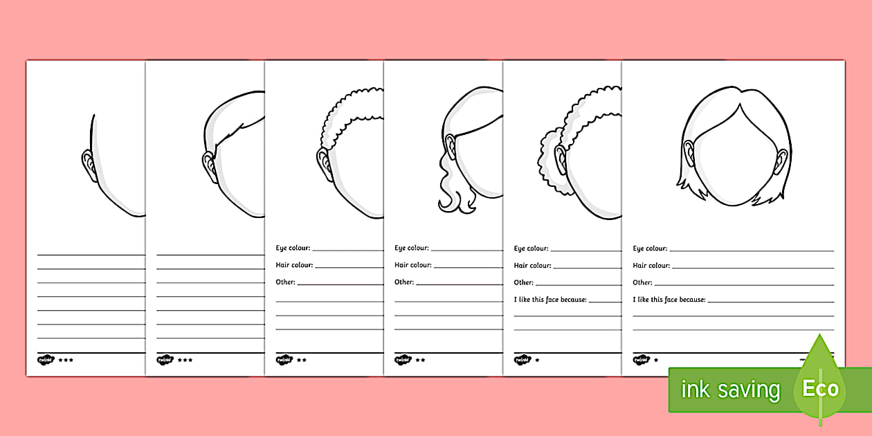 Drawing and Describing Faces Differentiated Worksheet