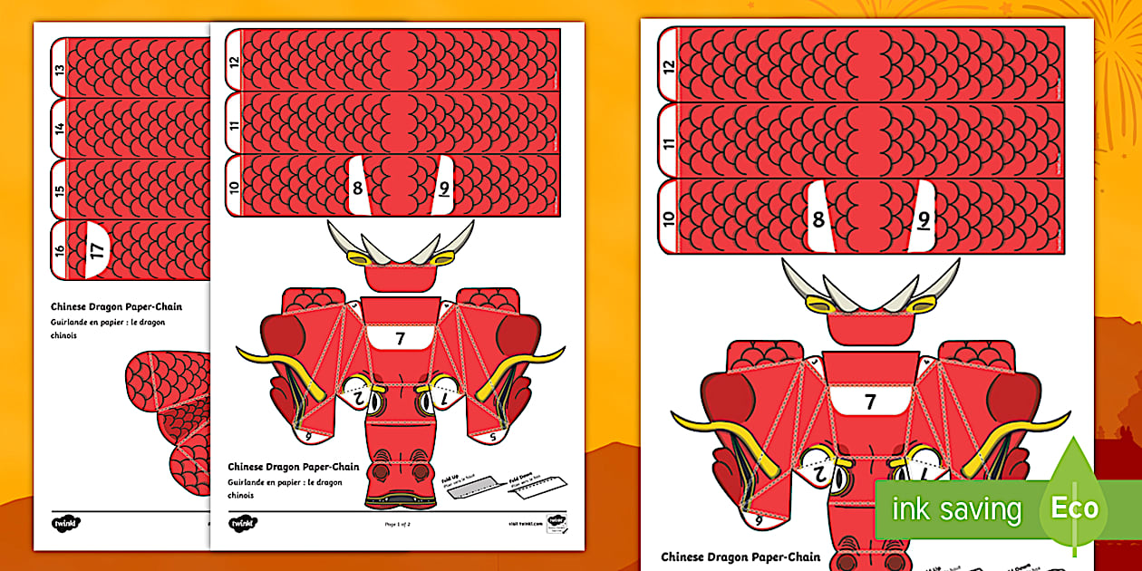 Chinese Dragon Paper Chain Craft English/French - Twinkl