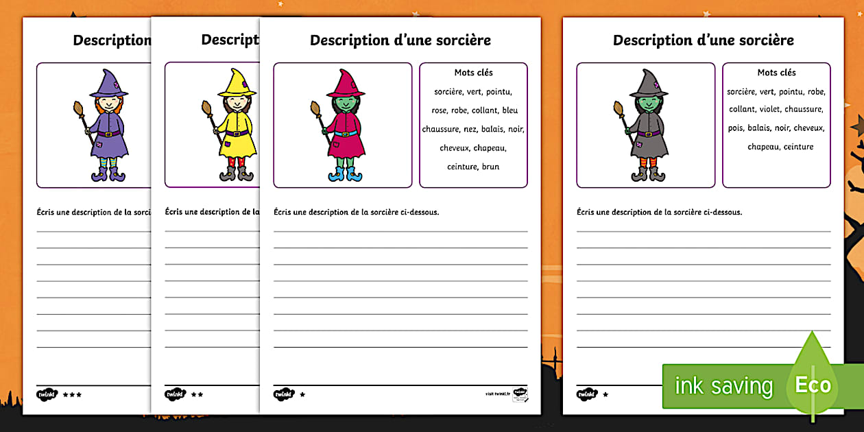 Supports de production d'écrits différenciés : Description d'une sorcière