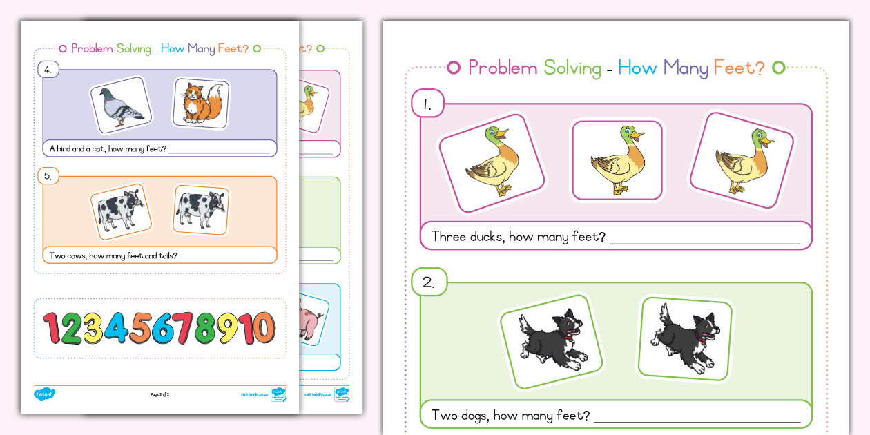 Grade R Maths - Problem Solving - How Many Feet - Twinkl