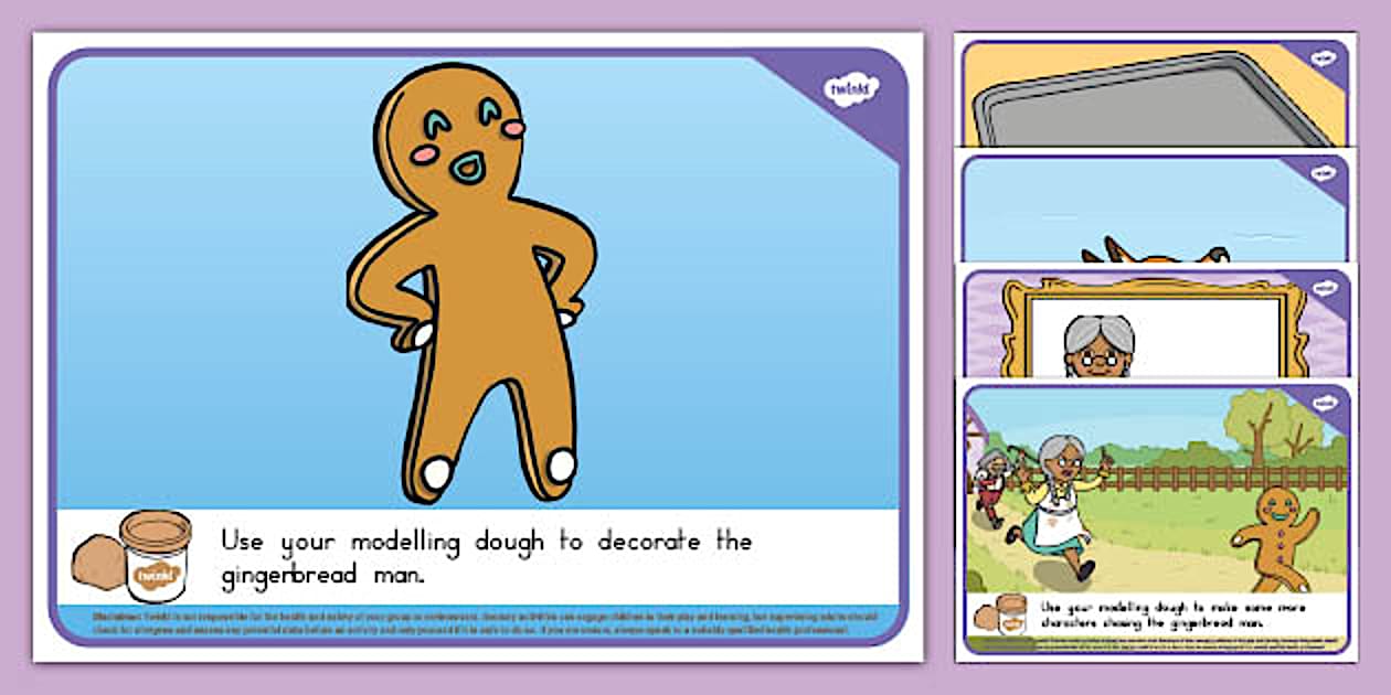The Gingerbread Man Basic Modelling Dough Mats - Twinkl