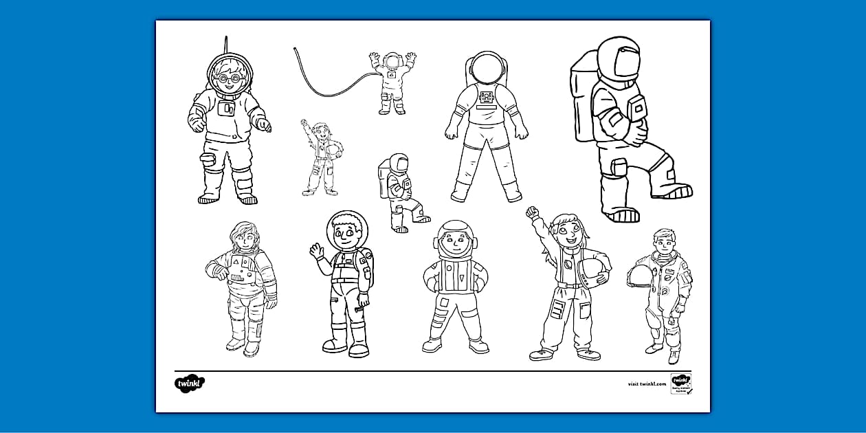 Astronaut Doodle Colouring Page (teacher made) - Twinkl