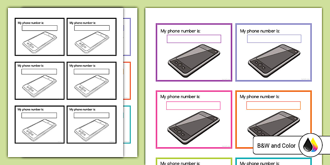 My Phone Number Wallet Cards (teacher made) - Twinkl