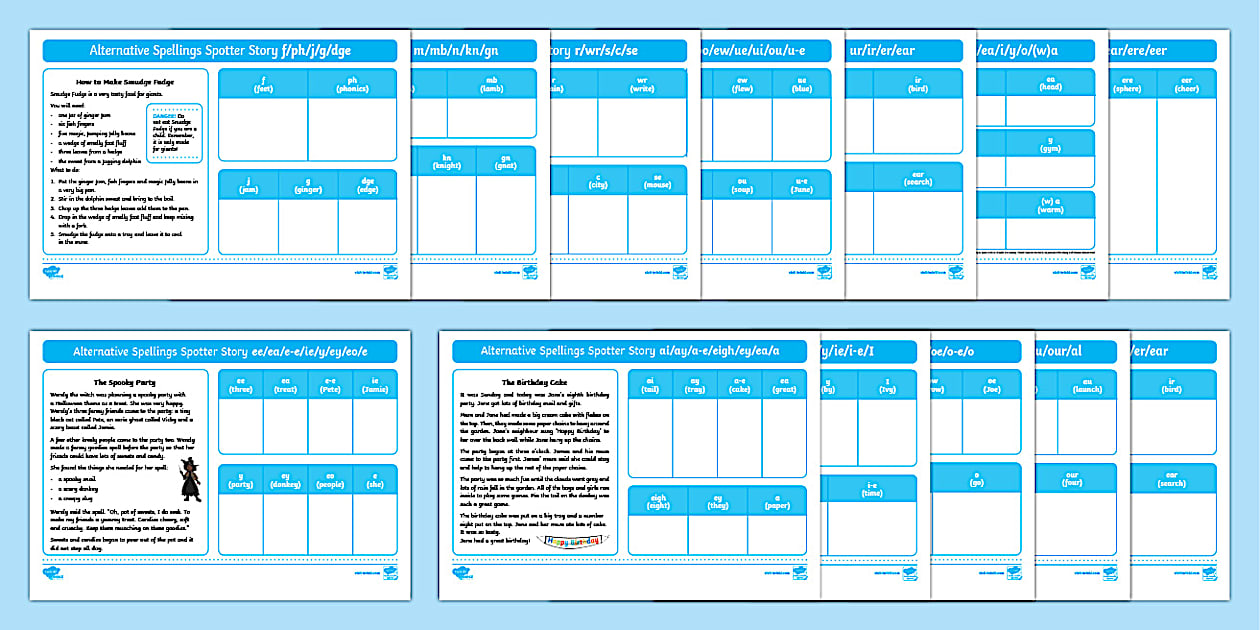 Alternative Spellings Spotter Stories Bumper Pack - Twinkl