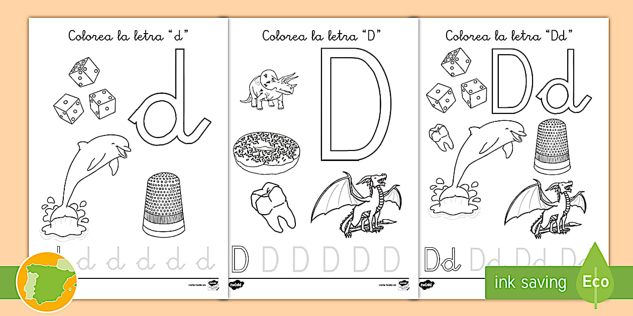 Hoja de colorear: La letra d (teacher made) - Twinkl