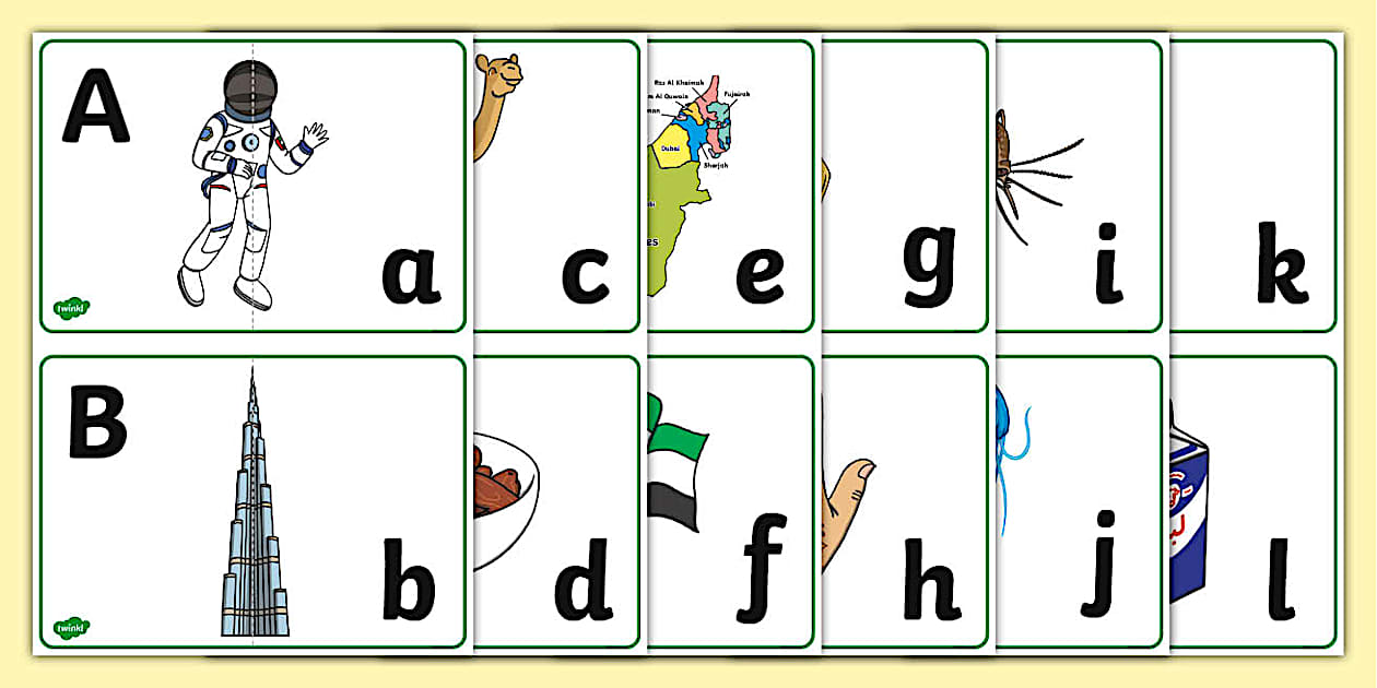 Upper and Lower Case Letter Matching Cards - UAE Themed