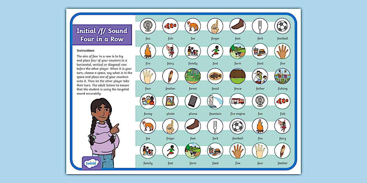 Initial /f/ Sound Four in a Row (teacher made) - Twinkl