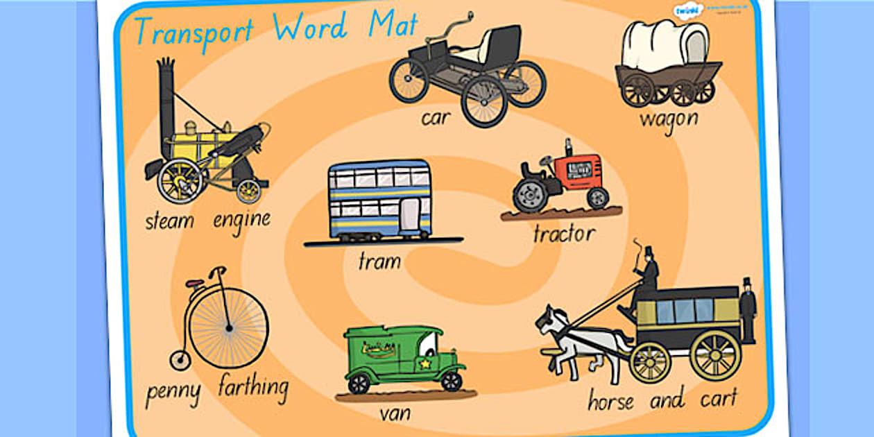 TAS Old Transport Word Mat (teacher made) - Twinkl