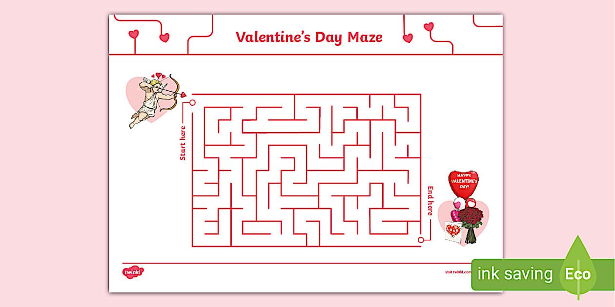 Valentine's Day Maze (teacher made) - Twinkl
