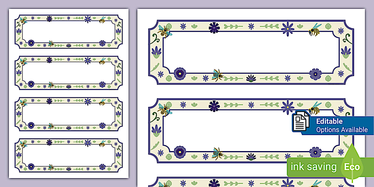 Bee-Themed Editable Tray Labels (teacher made) - Twinkl