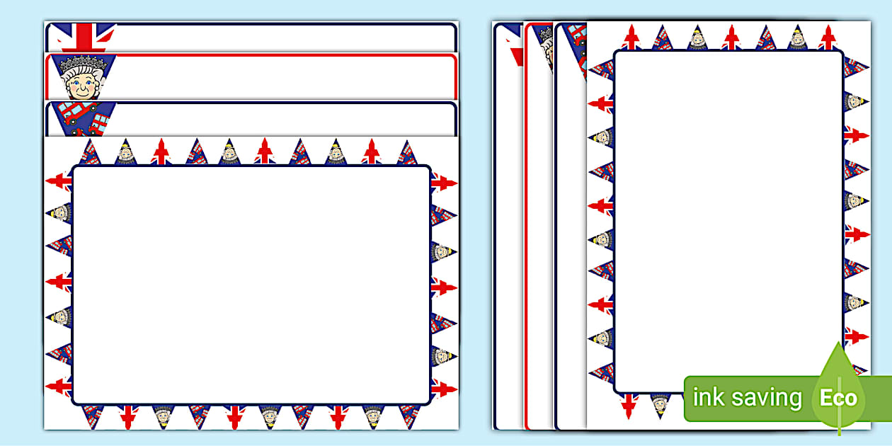 👉 Union Flag Bunting Themed Page Borders - Twinkl