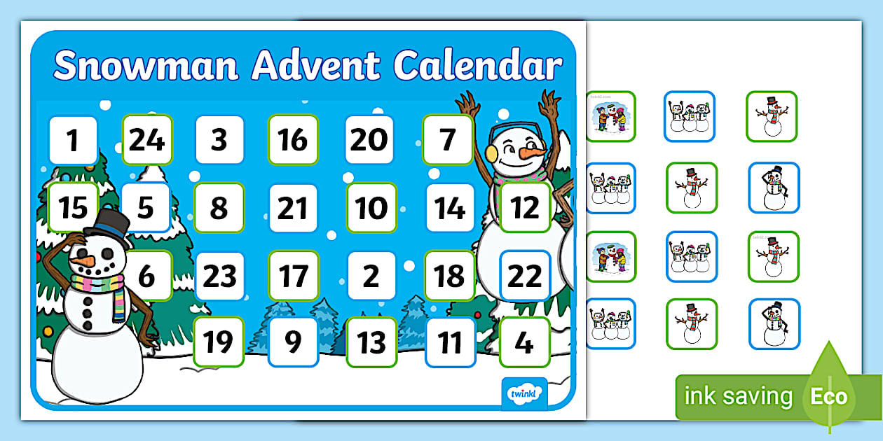 Snowman Advent Calendar Activity (teacher made) - Twinkl